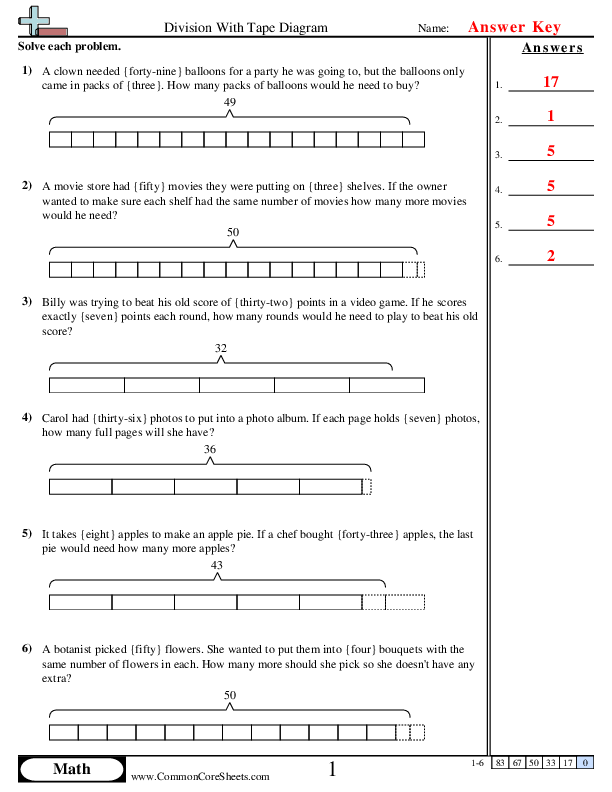 Tape Diagram Worksheets