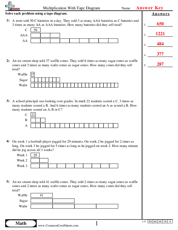 Tape Diagram Worksheets