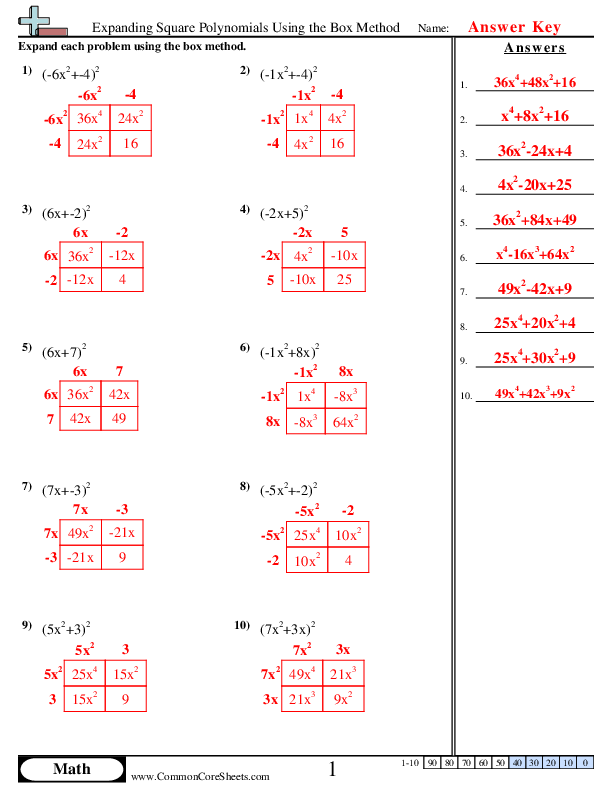Algebra Worksheets