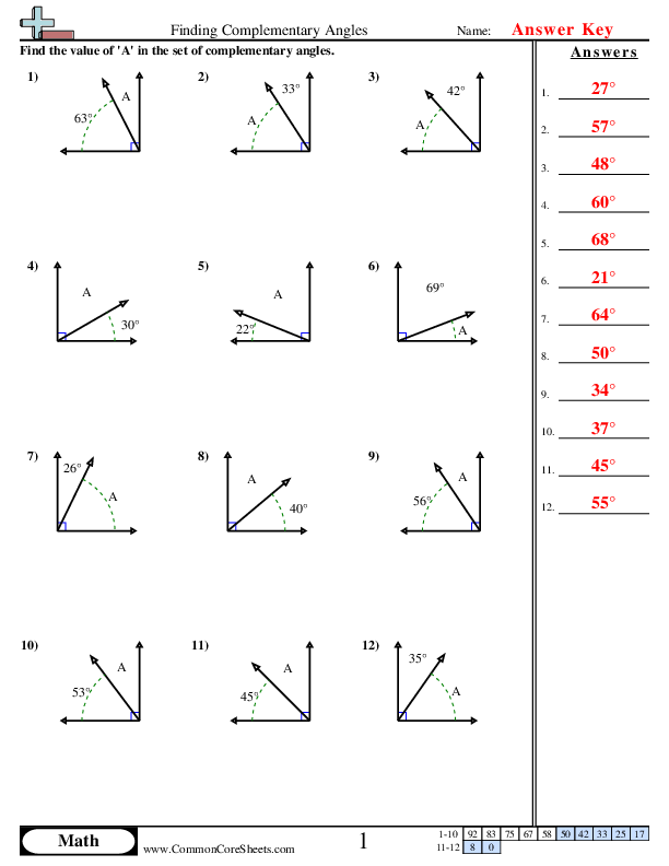 Angles Worksheets