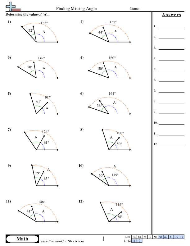 Finding Missing Angle Worksheet Download