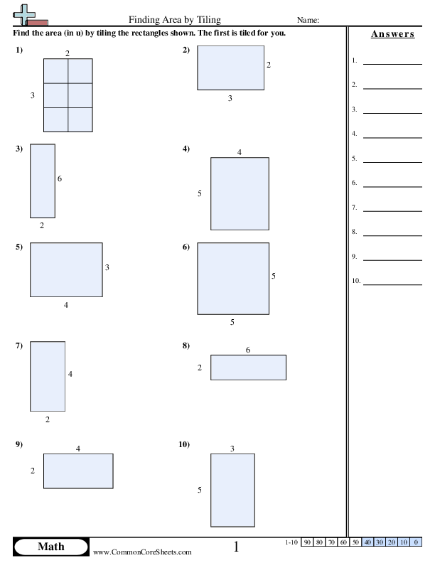 Finding Area by Tiling Worksheet Download