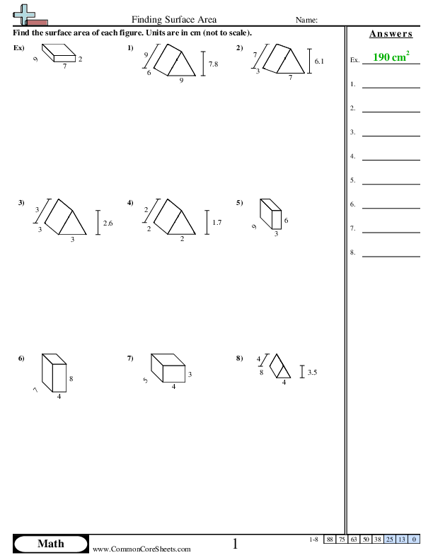 Finding Surface Area Worksheet Download