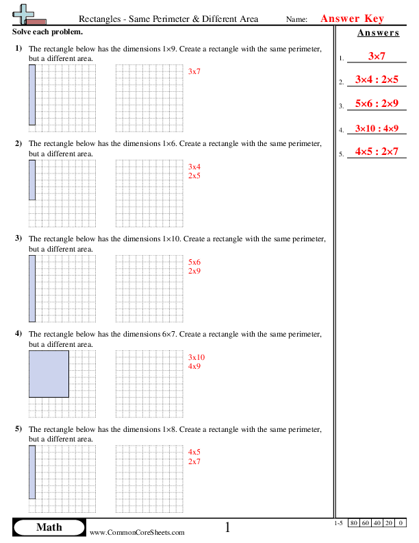 Area & Perimeter Worksheets