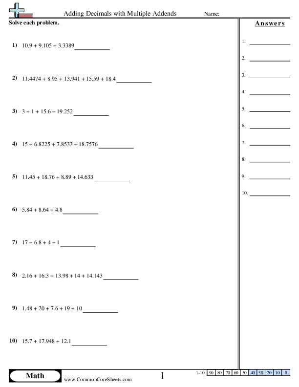 Common Core Sheets