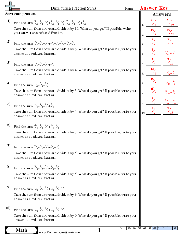 Fraction Worksheets