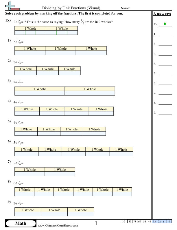 Dividing By Unit Fractions (Visual) Worksheet Download
