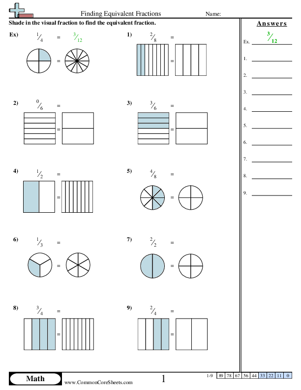 Finding Equivalent Fraction (visual) Worksheet Download