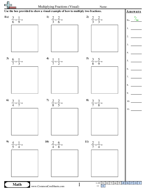 Multiplying Fractions (visual) Worksheet Download