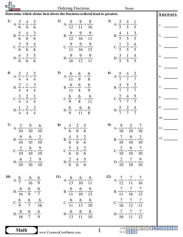 Common Core Sheets