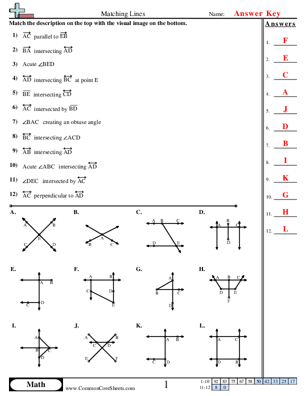 Lines Worksheets