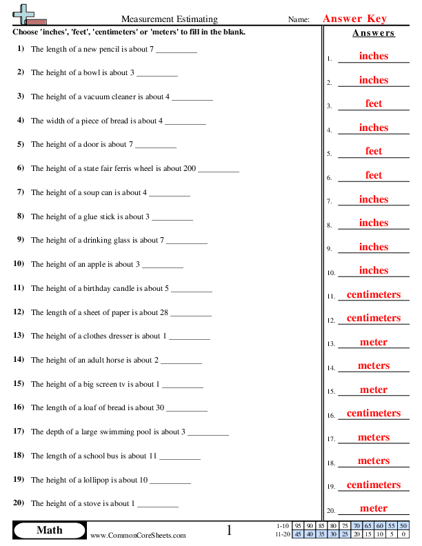 Measurement Worksheets