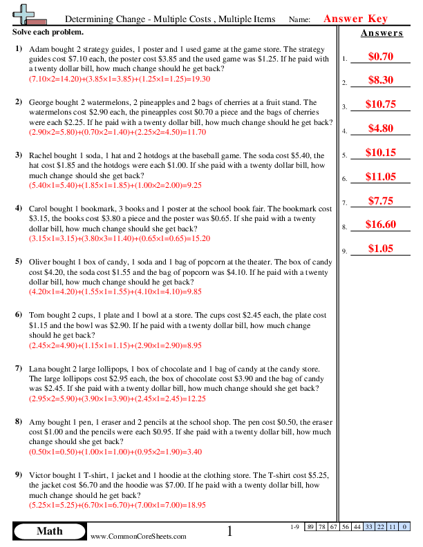 Money Worksheets