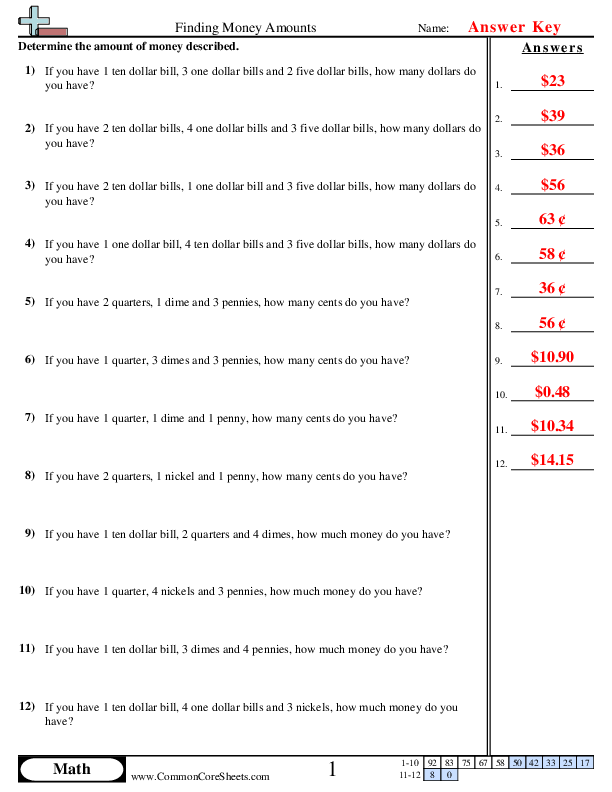 Money Worksheets
