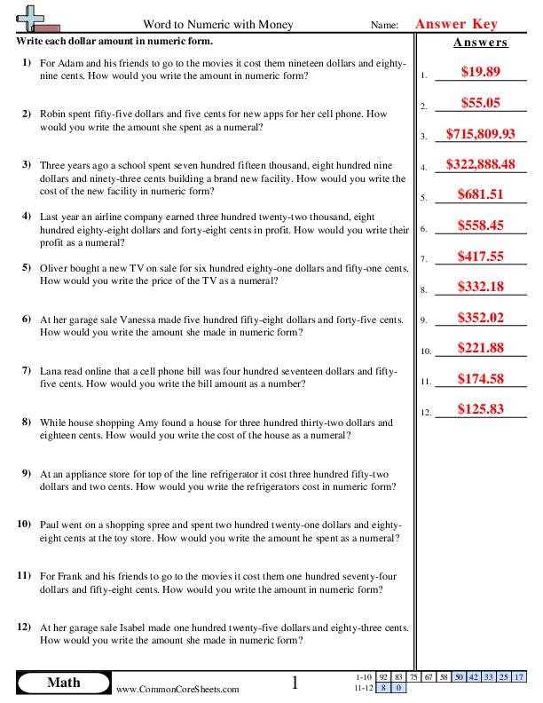 Money Worksheets