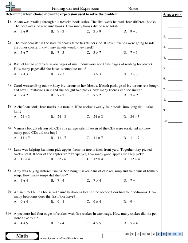 Add, Sub, Mult & Div Worksheet Download