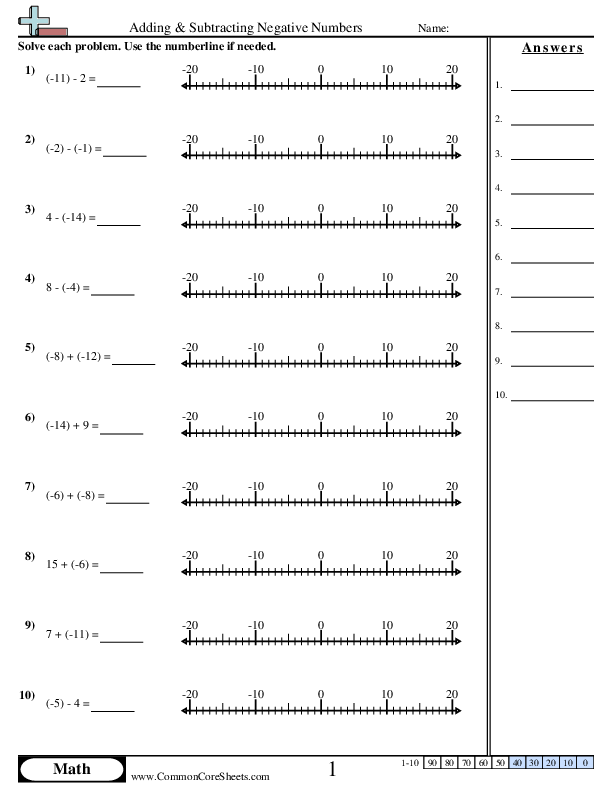 Standard Form With Numberline Worksheet Download