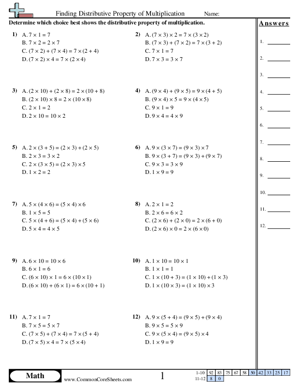 Distributive Property Worksheet Download