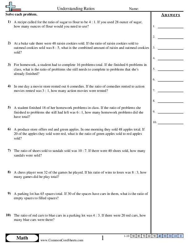 Understanding Ratios (Word) Worksheet Download
