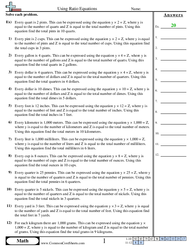 Common Core Sheets