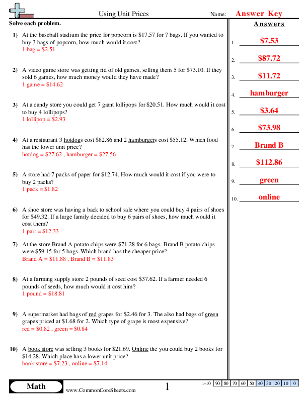Ratio Worksheets