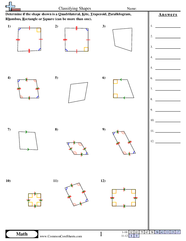 Classifying Shapes Worksheet Download