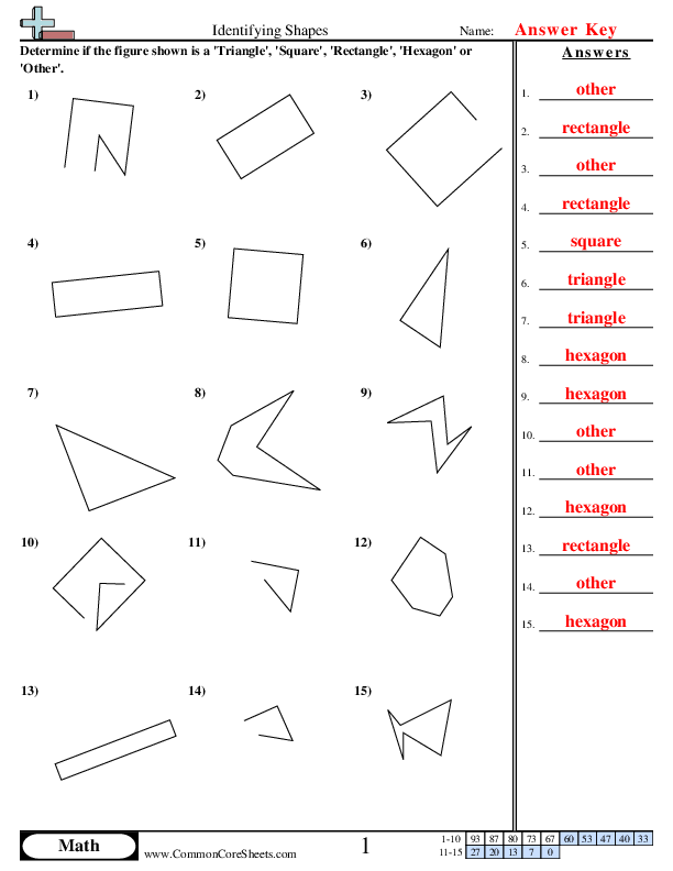 Shapes Worksheets
