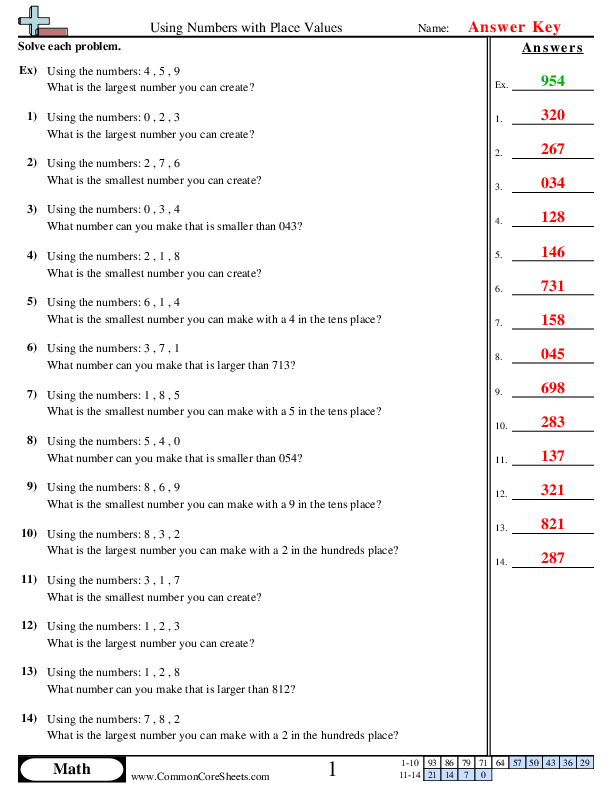 Value & Place Value Worksheets