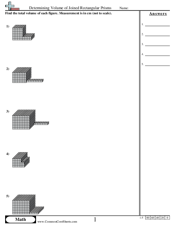 Determining Volume of Joined Rectangular Prisms Worksheet Download
